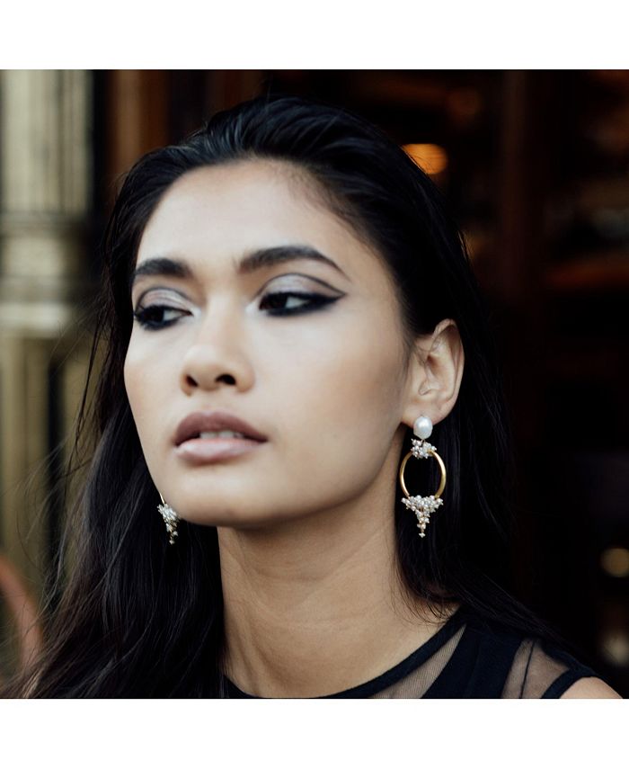 Freya Rose Seed and Baroque Pearl Mid Hoops - Macy's