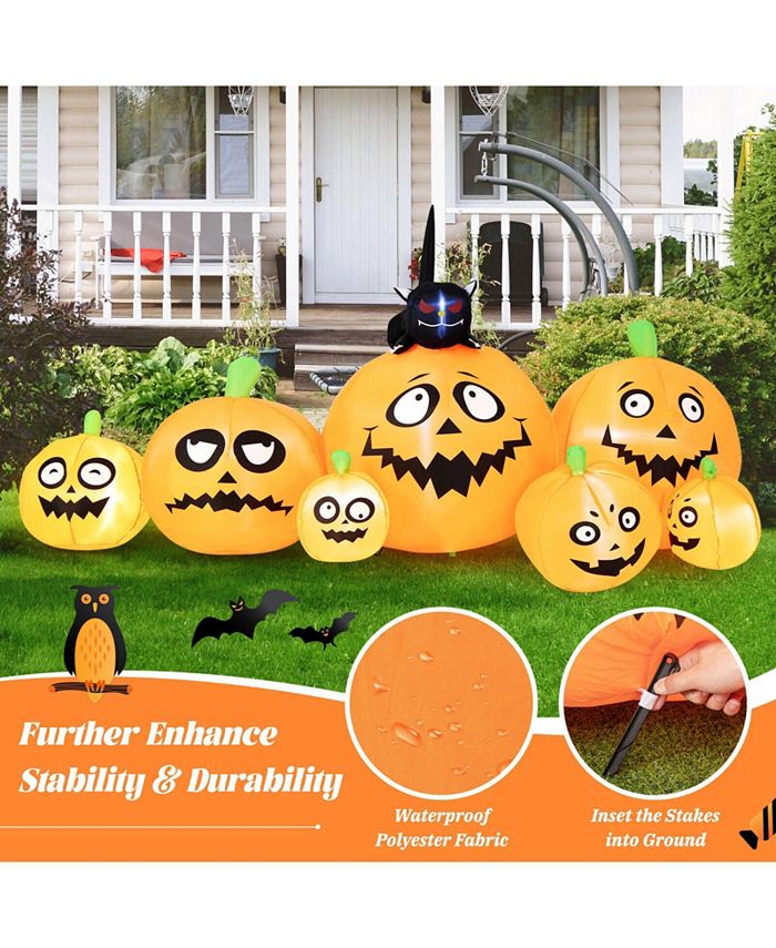 Slickblue 8 Feet Long Halloween Inflatable Pumpkins with Witch's Cat ...