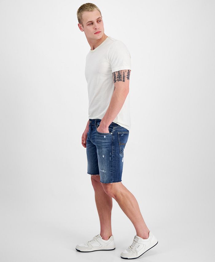 GUESS Logan Distressed 9" Denim Shorts - Macy's