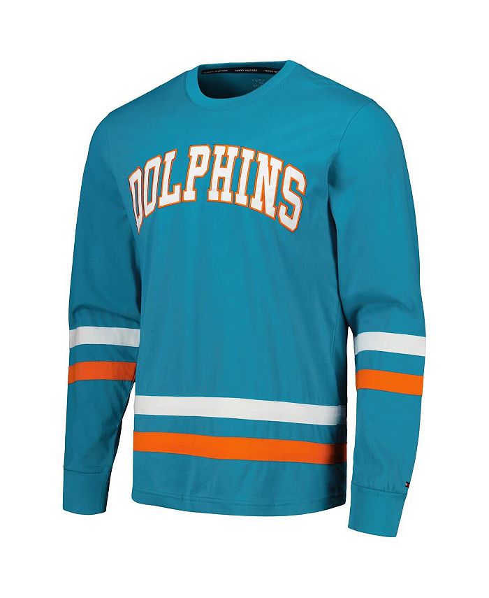 Tommy Hilfiger Men's Aqua, Orange Miami Dolphins Nolan Long Sleeve T ...