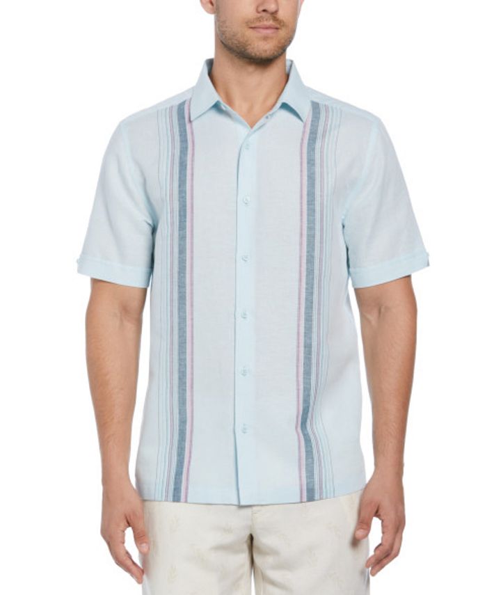 Cubavera Men's Regular-Fit Multicolor Panel Linen Shirt - Macy's