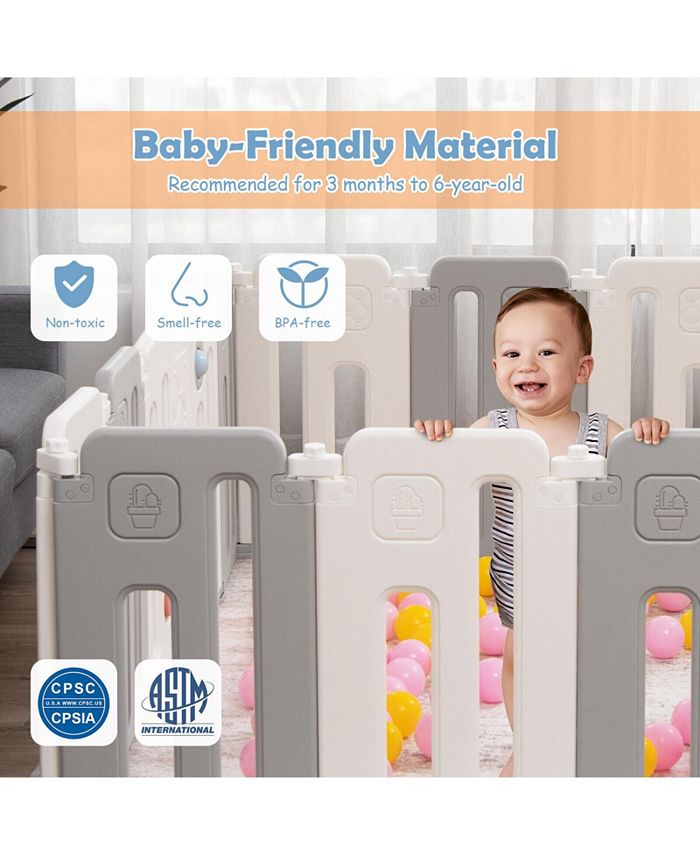 Slickblue 16 Panels Baby Safety Playpen with Drawing Board - Macy's