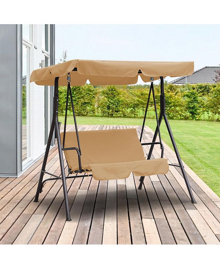 Mondawe Two Person Porch Swing Bench with Adjustable Canopy & Removable ...