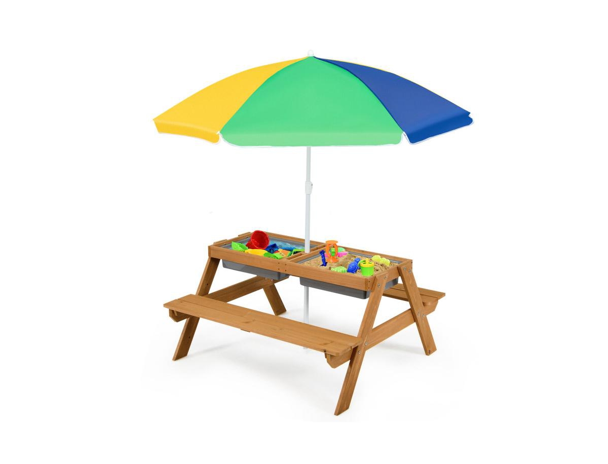 Click here for 3-in-1 Kids Outdoor Picnic Water Sand Table with U... prices