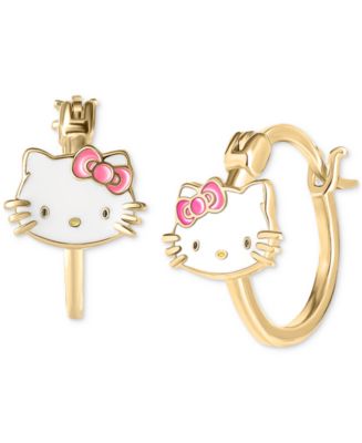 Hello Kitty Enamel Small Hoop Earrings in 18k Gold-Plated Sterling ...