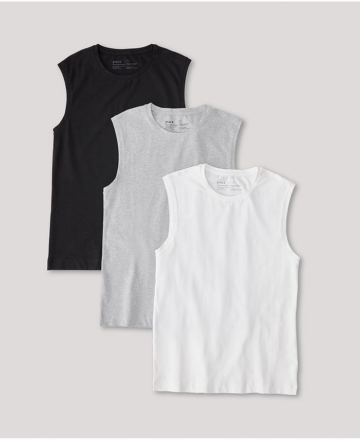 Pact Organic Cotton Cool Stretch Tank Undershirt 3-Pack - Macy's
