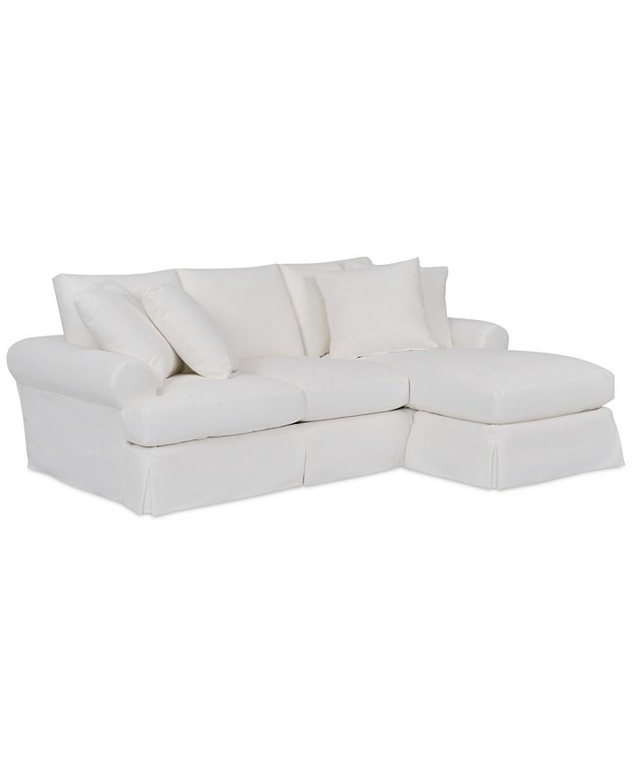 Furniture Brenalee 96" Roll Arm Performance Fabric Slipcover Reversible ...