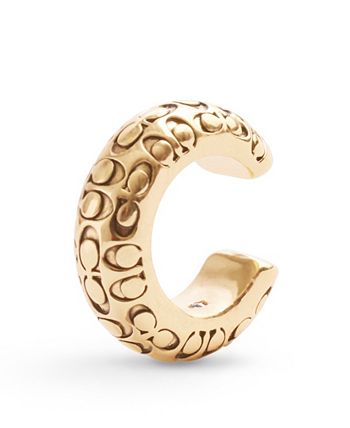 COACH Gold-Tone Signature Quilted Single-Cuff Earring - Macy's