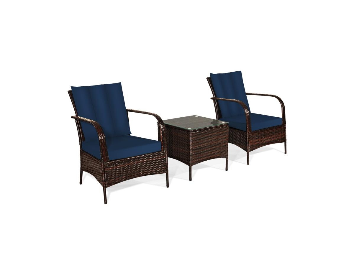 Click here for 3 Pcs Patio Conversation Rattan Furniture Set with... prices