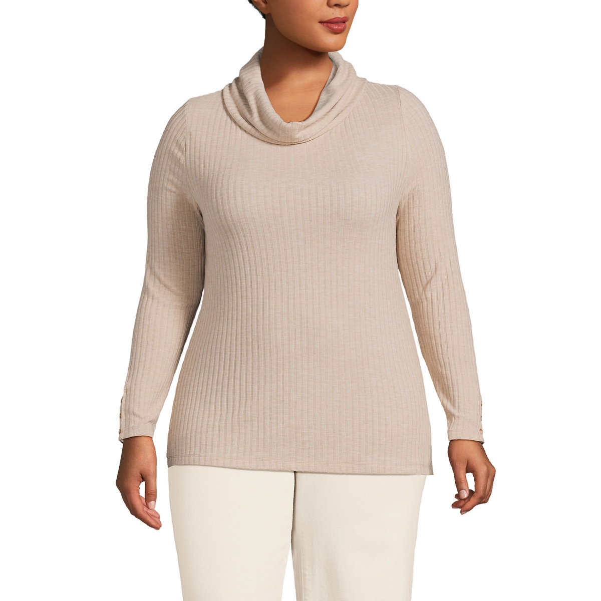 Click here for Lands End Womens Plus Size Long Sleeve Wide Rib Co... prices