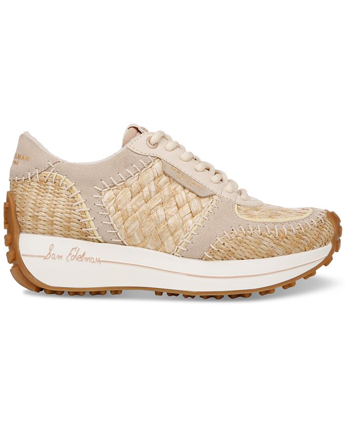 Sam Edelman Women's Jianna Raffia Lace-Up Trainer Sneakers - Macy's
