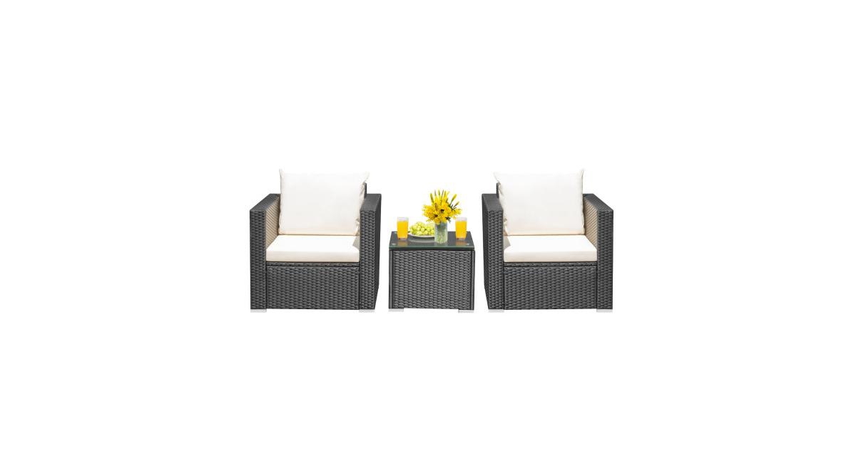 Click here for Slickblue 3 Pieces Patio Wicker Conversation Set w... prices