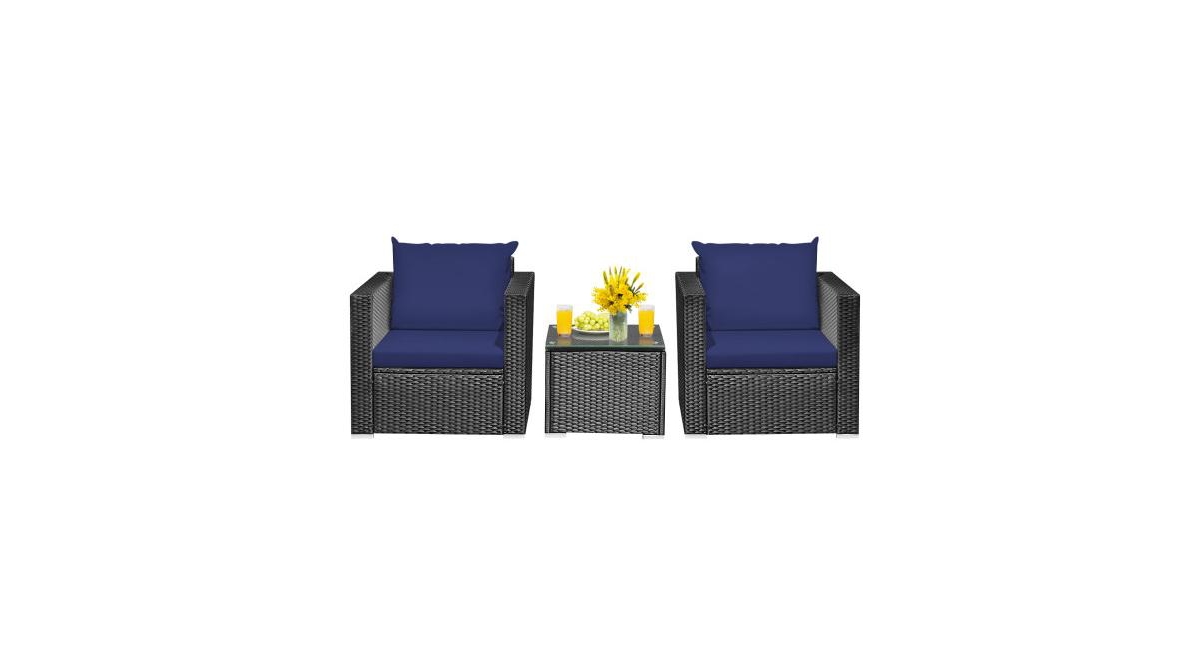 Click here for Slickblue 3 Pieces Patio Wicker Conversation Set w... prices