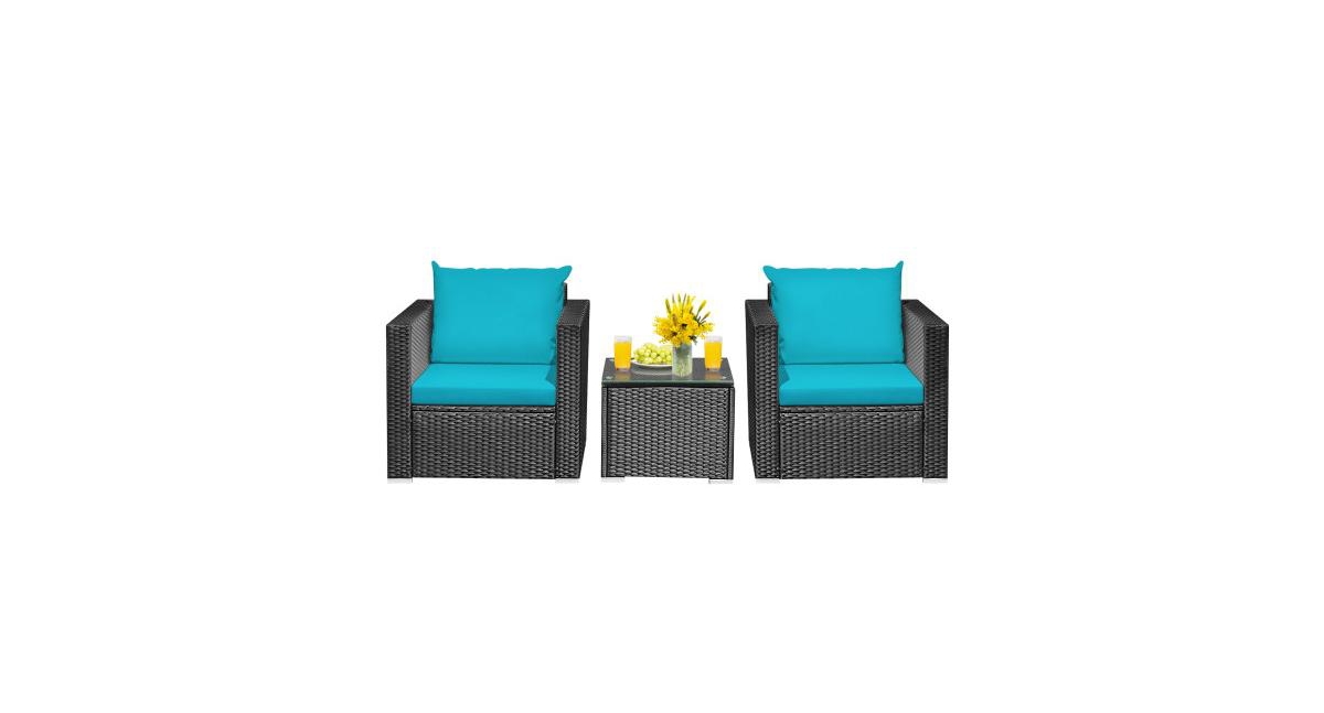 Click here for Slickblue 3 Pieces Patio Wicker Conversation Set w... prices