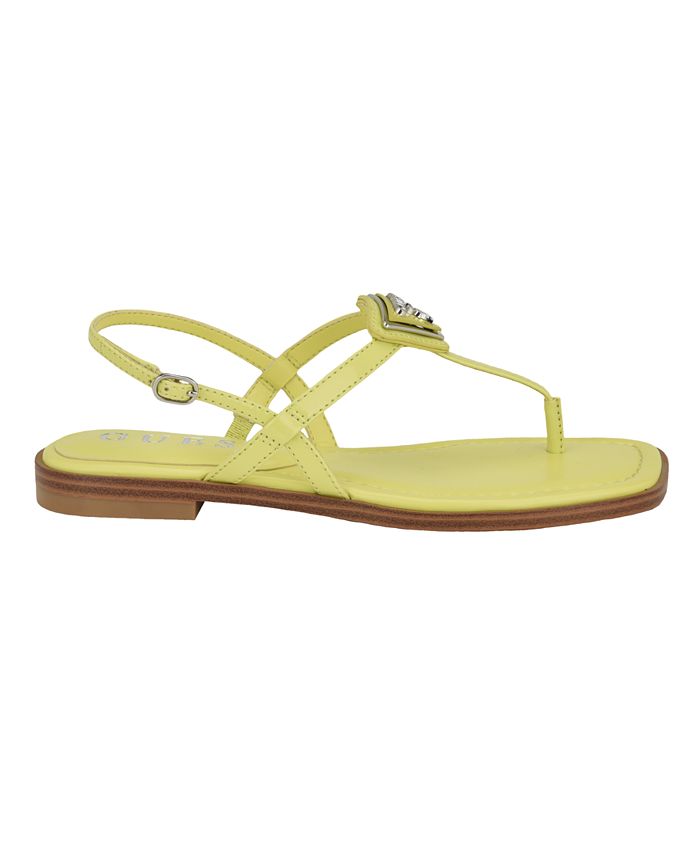 GUESS Women's Rainey Logo Sqaure Toe T-Strap Flat Sandals - Macy's