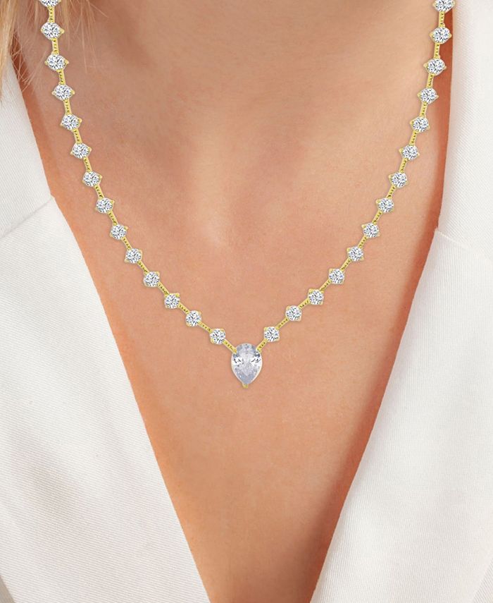 Macy's Cubic Zirconia Fancy 20" Statement Necklace in 14k Gold-Plated ...