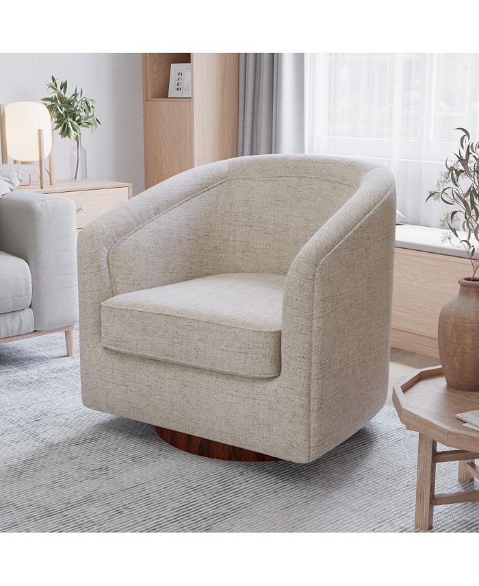 MERRICK LANE Wyn Upholstered Club Style Barrel Chair With Sloped Armrests And 360 Degree Swivel ...