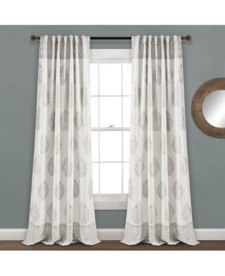 Teardrop Leaf Light Filtering Window Curtain Panels - Macy's