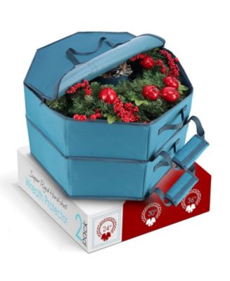 Premium Hard Shell Wreath Storage Bag with Interior Pockets, Dual ...