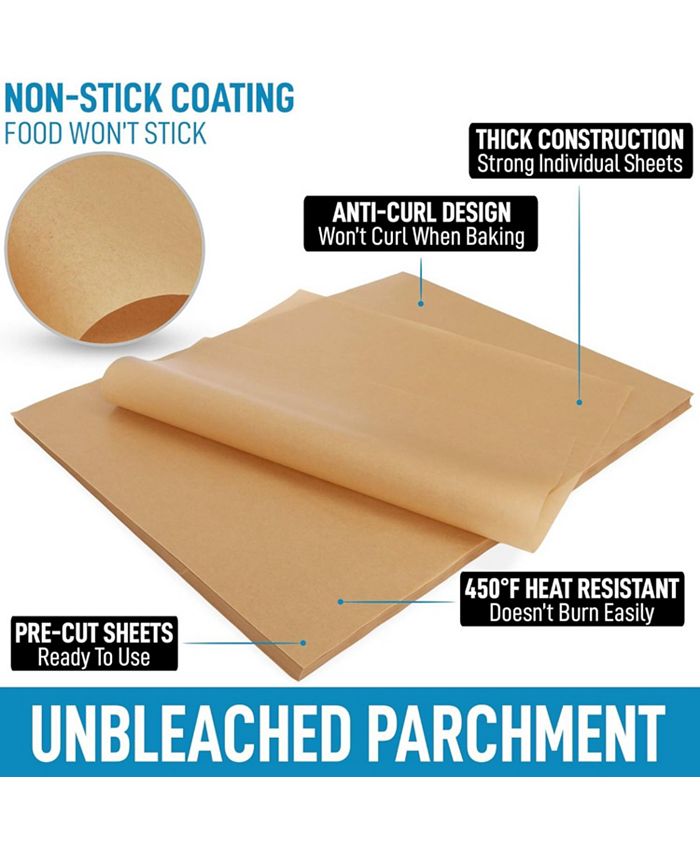Zulay Kitchen 200 Pcs Parchment Paper Sheets - 12x16 Inches Unbleached ...
