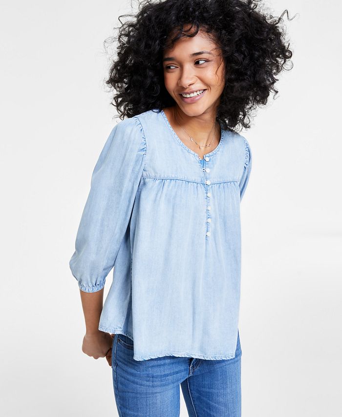 Levi's Women's Halsey 3/4-Sleeve Blouse - Macy's