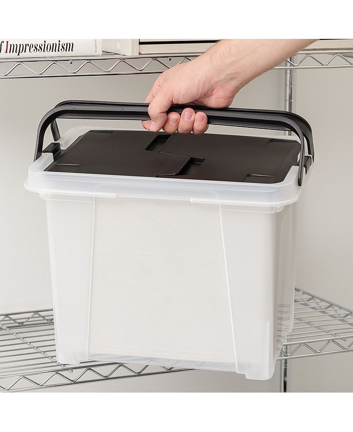 IRIS USA File Box File Organizer Plastic File Box w/ Winglid for Letter ...