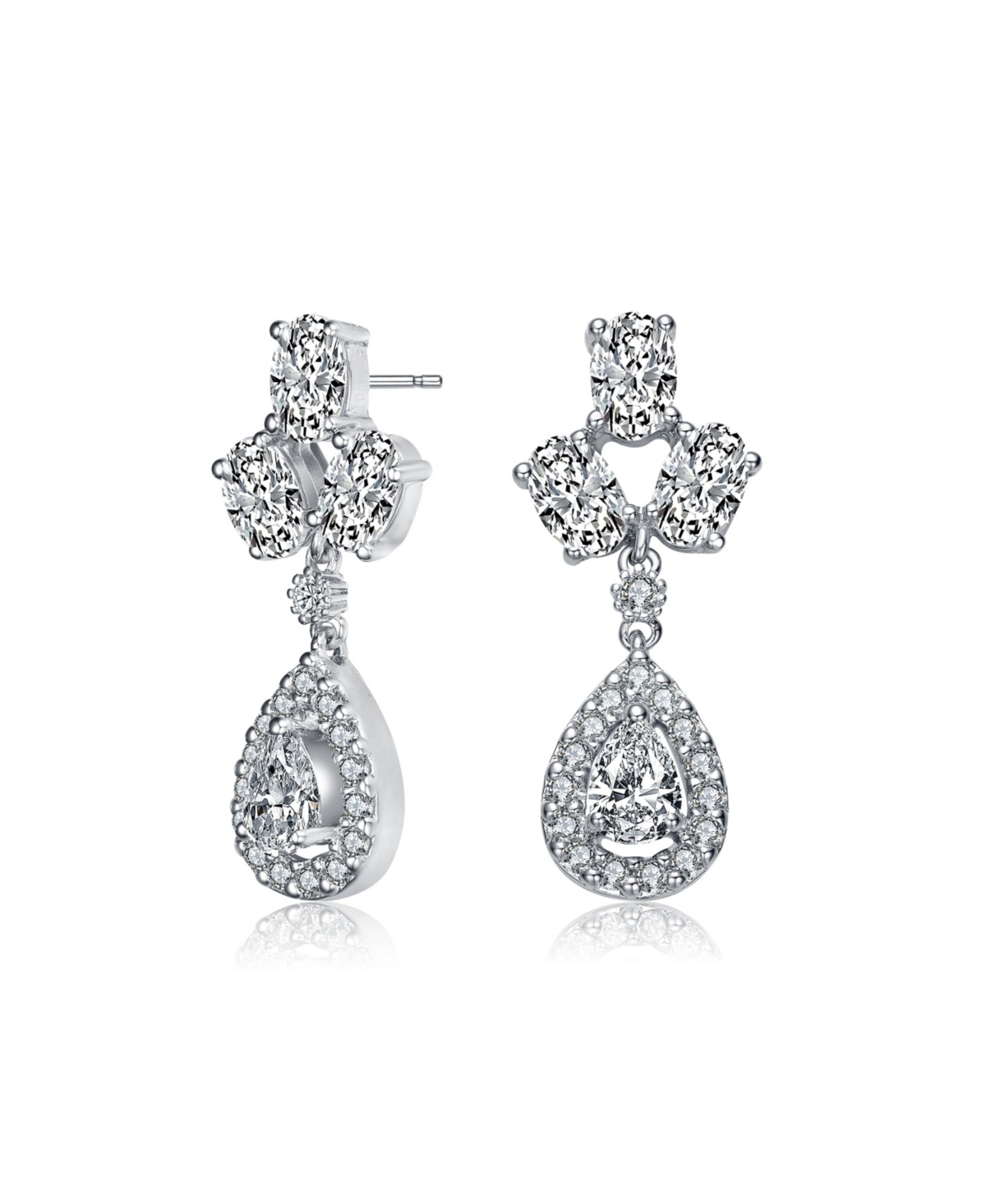 Click here for Sterling Silver with White Gold Plated Clear Pear... prices