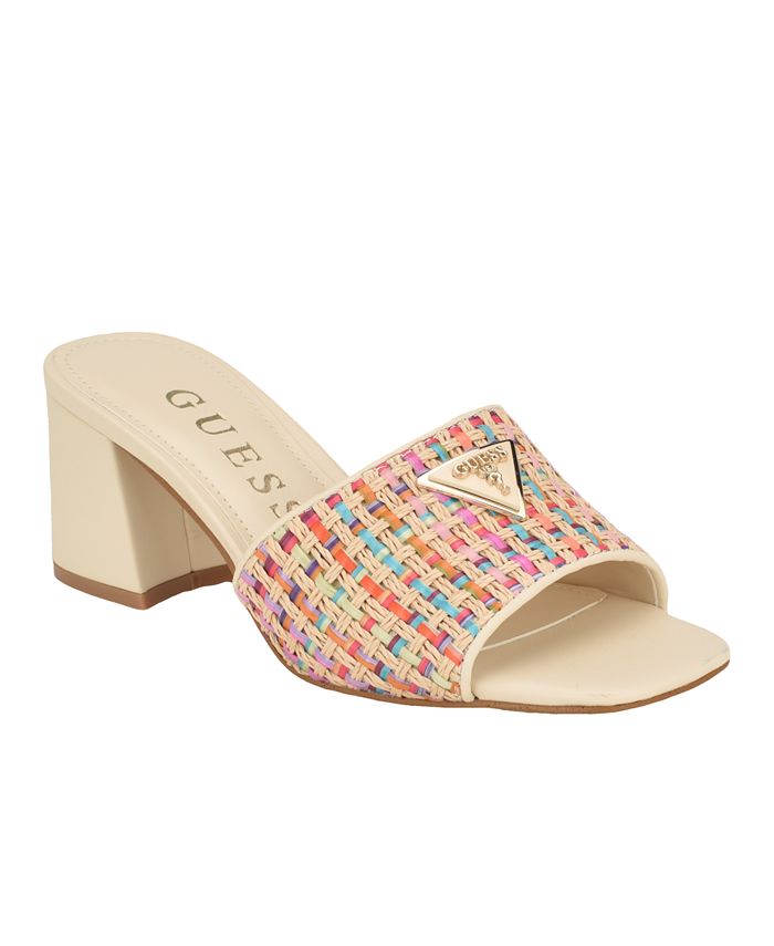 GUESS Women's Gables Block Heel Slip On One Band Sandals - Macy's