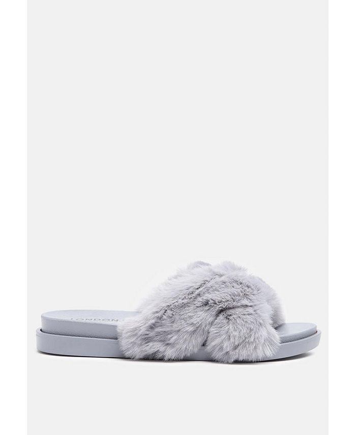 London Rag Women's homey fur slip-on flats - Macy's