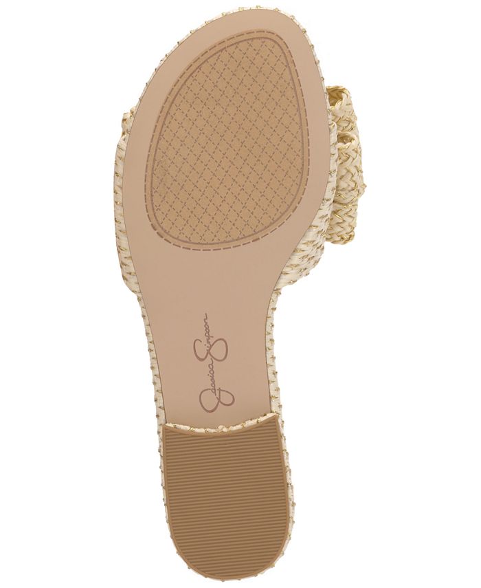 Jessica Simpson Avrena Woven Bow Slide Flat Sandals - Macy's