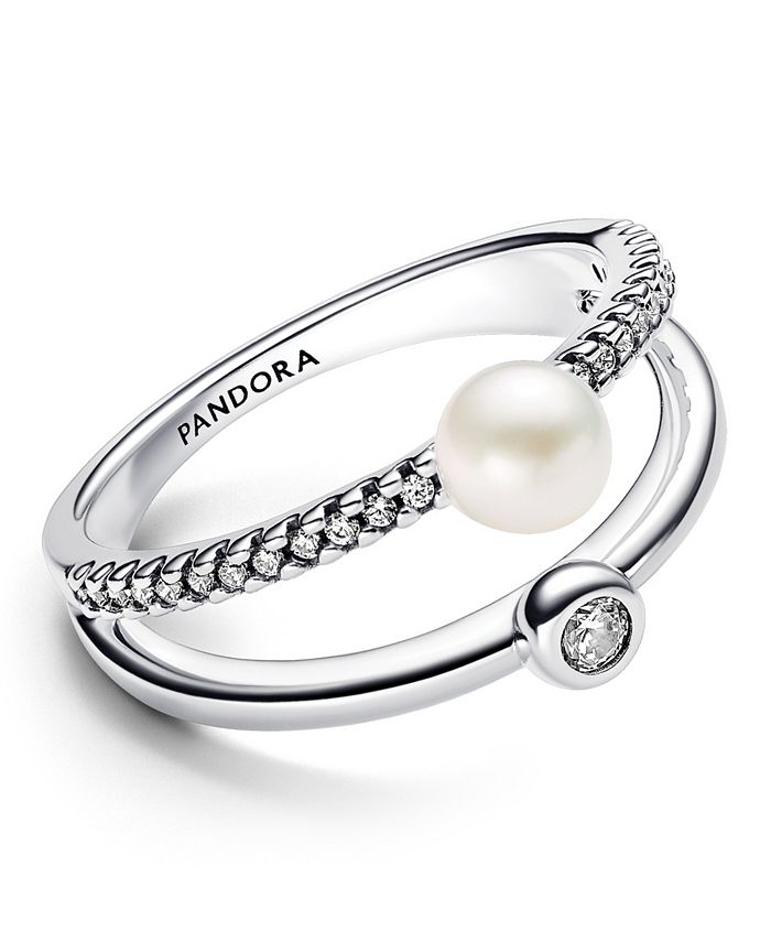 Pandora Sterling Silver Timeless Treated Freshwater Cultured Pearl Pave ...