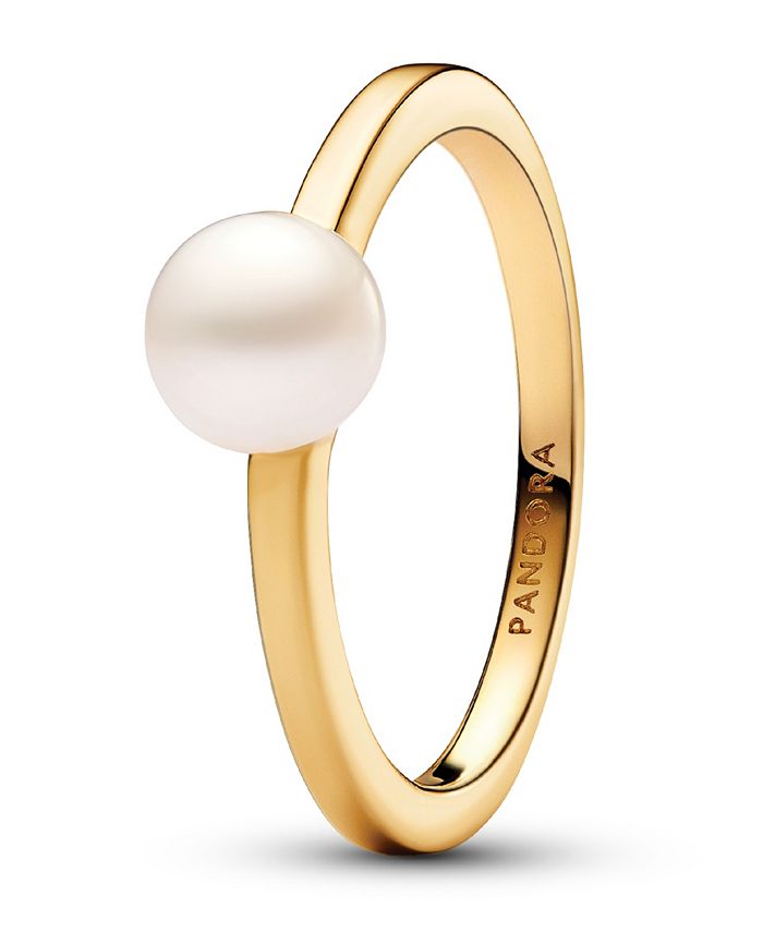Pandora 14K Gold-Plated Timeless Treated Freshwater Cultured Pearl Ring ...