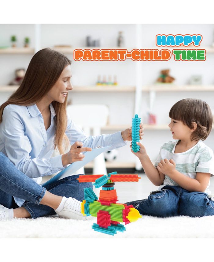 Contixo Stem Building Toys, 244 Pcs Bristle Shape 3d Tiles Building Set ...