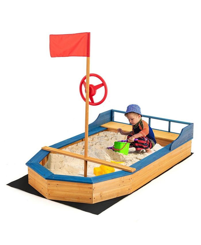 SUGIFT Kids' Pirate Boat Sandbox with Flag and Rudder - Macy's