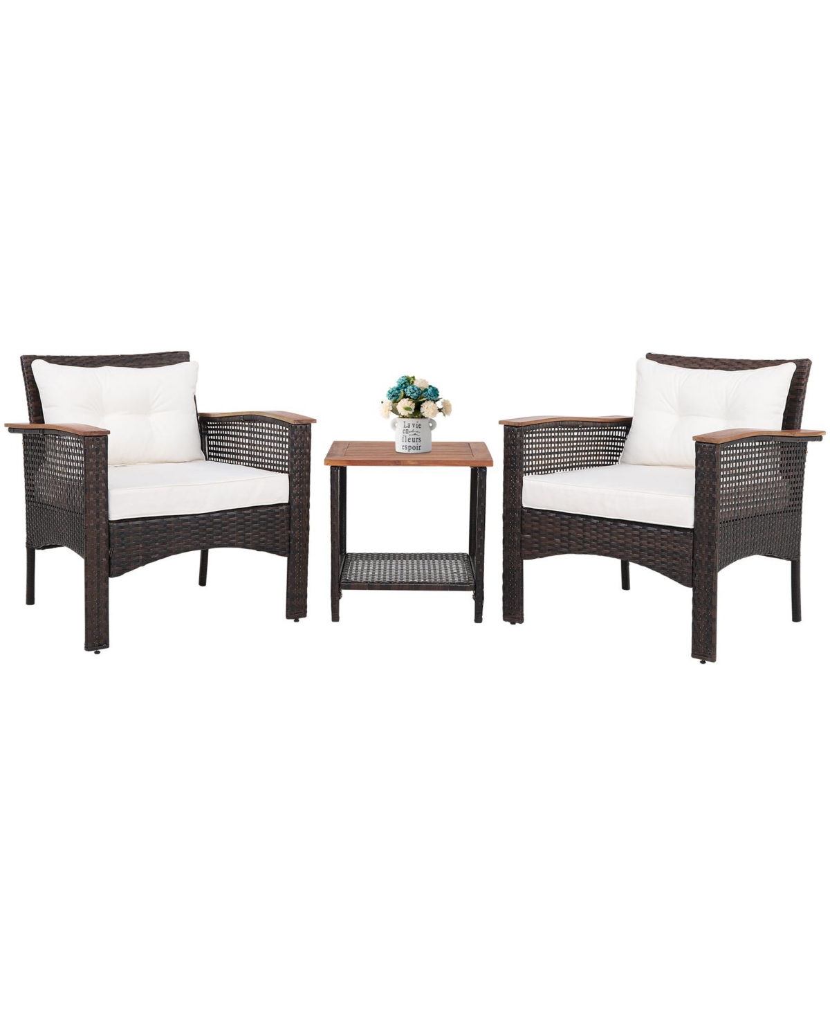 Click here for Vebreda 3 Pieces Patio Rattan Furniture Set with A... prices