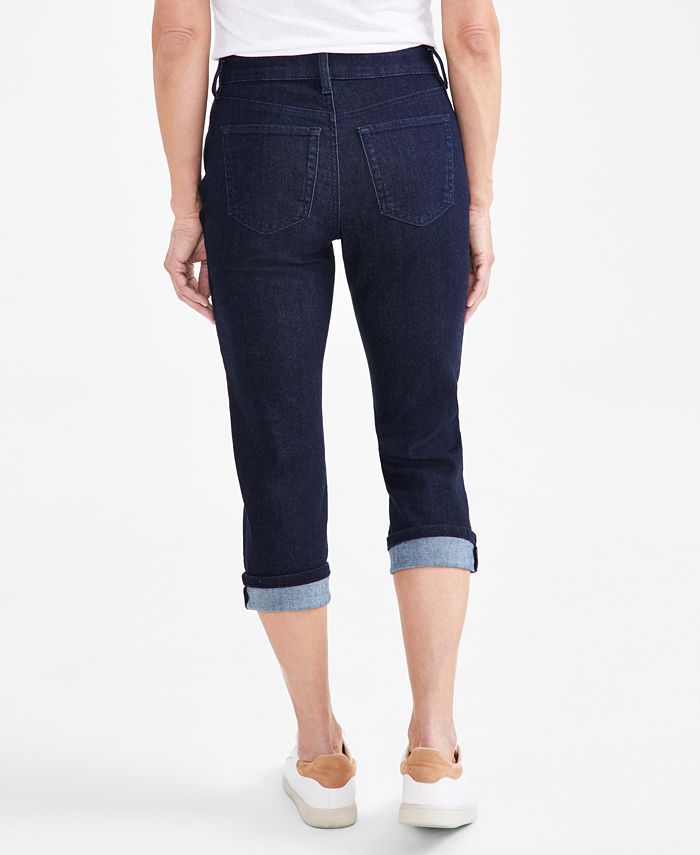 Style & Co Petite Mid-Rise Curvy Roll-Cuff Capri Jeans, Created for ...