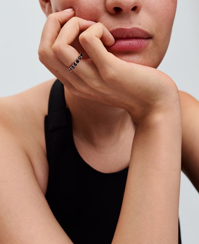 Pandora 14K Rose Gold-Plated Timeless Black Sparkling Row Eternity Ring ...