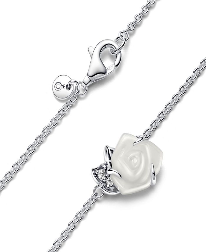Pandora White Rose Bloom Collier Necklace in Sterling Silver - Macy's