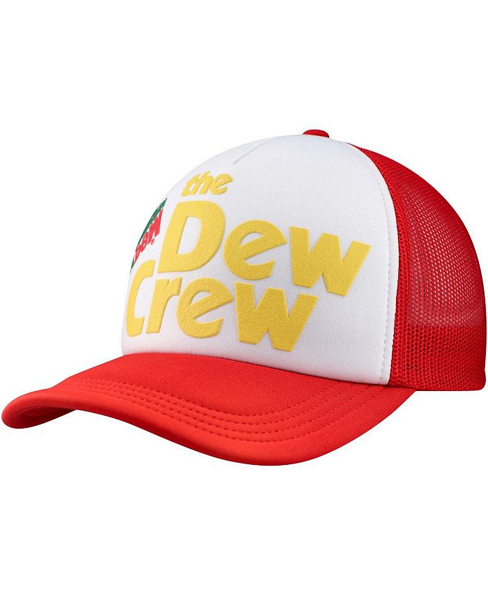 Lids Men's White, Red Mountain Dew Dew Crew Foam Trucker Adjustable Hat ...