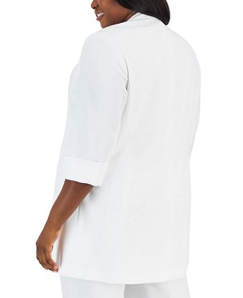 Kasper Plus Size Stretch Crepe Topper Jacket - Macy's