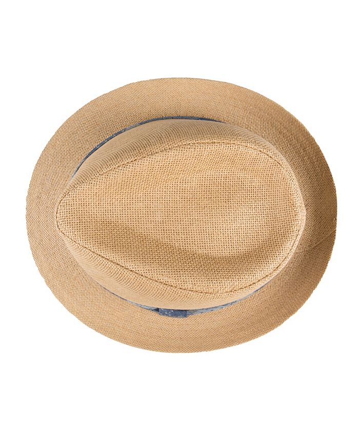 Levi's Men's Straw Fedora Hat with Denim Patchwork Band - Macy's