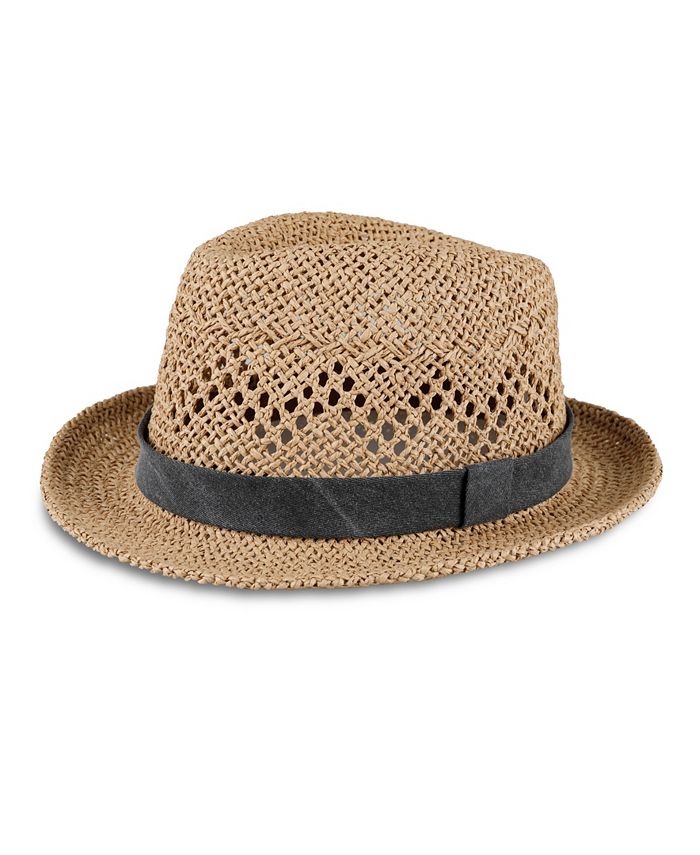 Levi's Men's Packable Open Weave Fedora Hat with Two Interchangeable ...