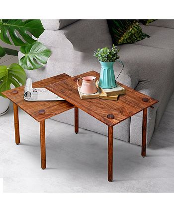 Simplie Fun 18 Inch Rectangular End Table with Pull Out Extension and ...