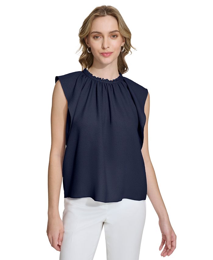 Calvin Klein Women's Ruffled Cap Sleeve Top - Macy's