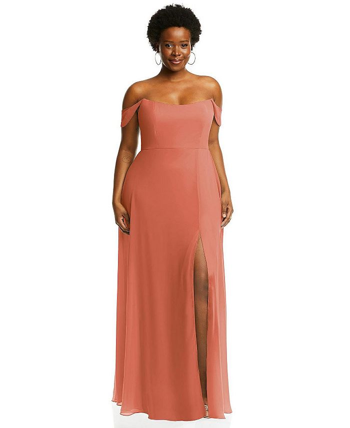 After Six Plus Size Off-the-Shoulder Basque Neck Maxi Dress with ...