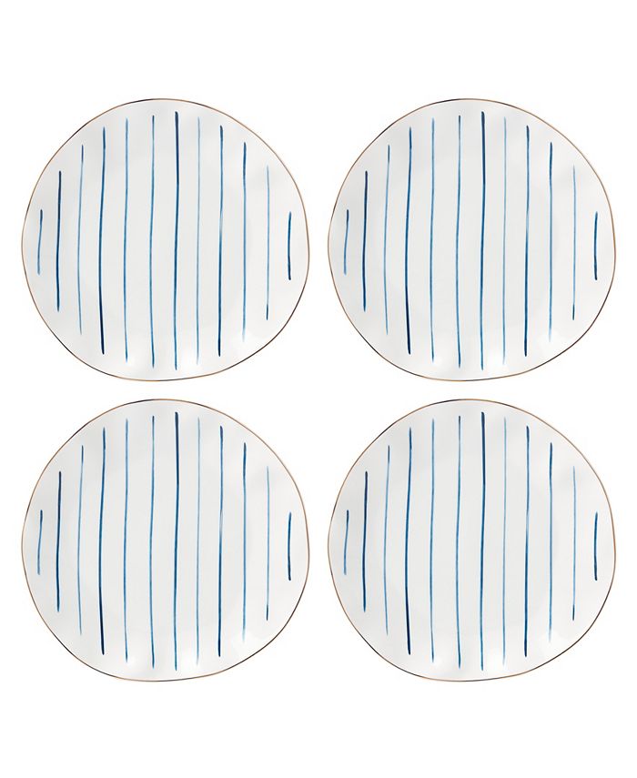 Lenox Blue Bay Stripes Dinner Plates, Set of 4 - Macy's