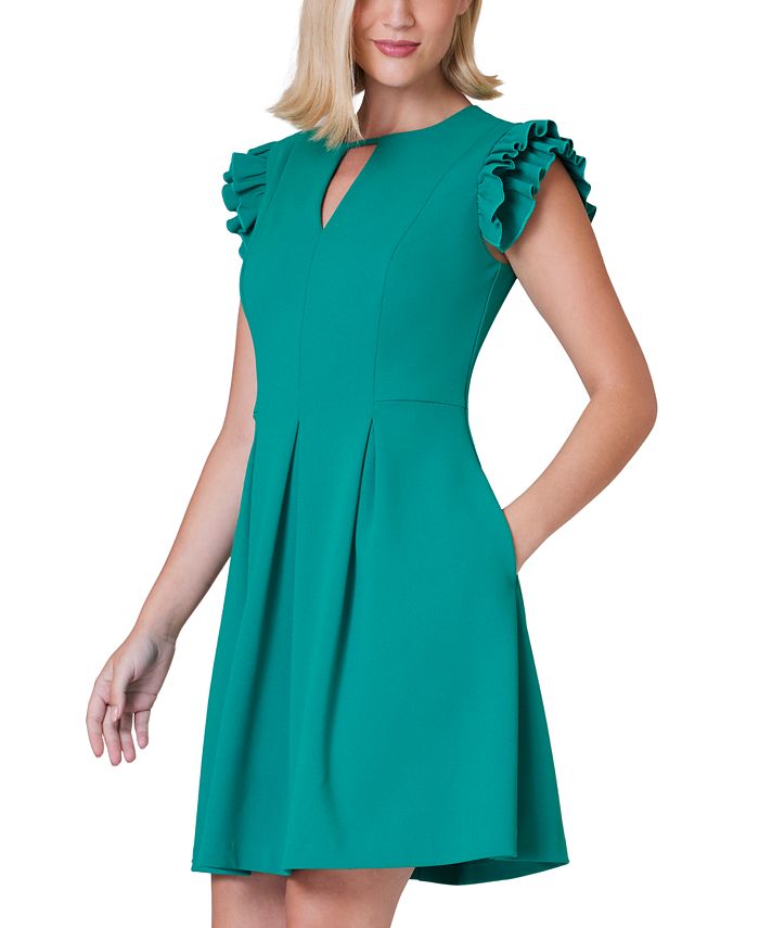 Jessica Howard Women's Ruffle-Sleeve Keyhole Dress - Macy's