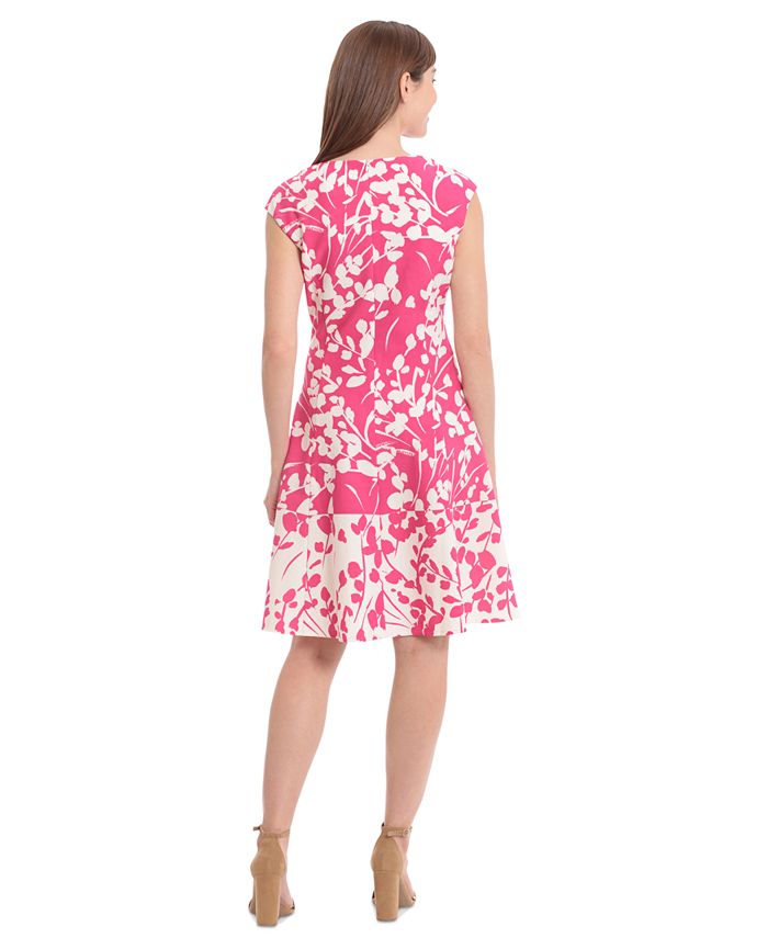 London Times Womens Floral Print Fit And Flare Dress Macys