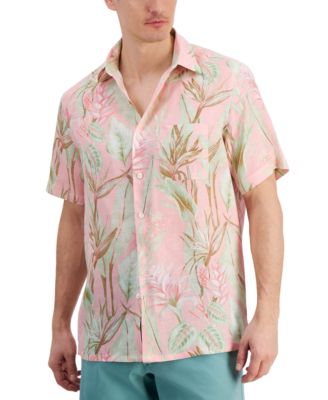 Club Room Men's Hero Short Sleeve Button Front Palm Print Linen Shirt ...