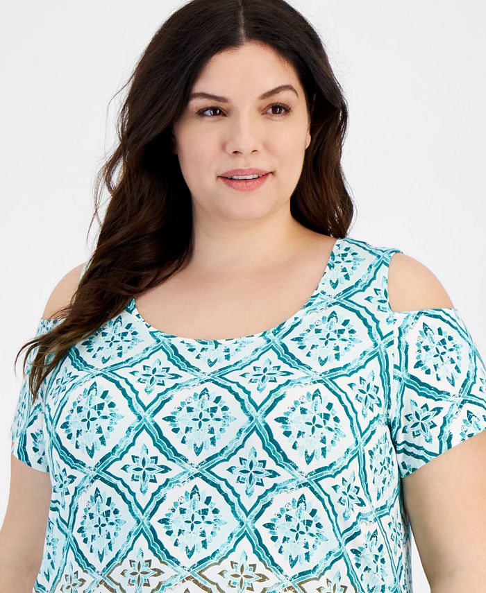 Jm Collection Plus Size Myra Ombré Cold Shoulder Top Created For Macy